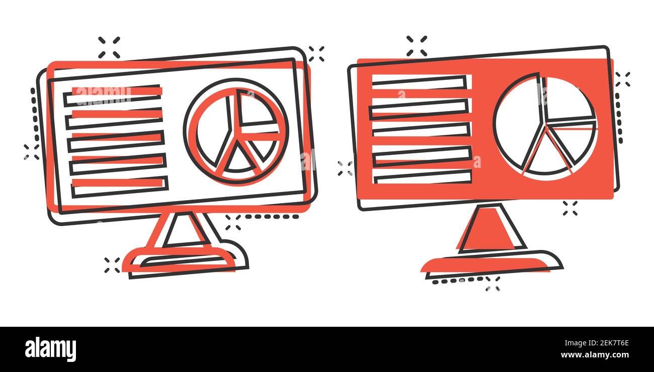 Website analytics icon in comic style. SEO data cartoon vector ...