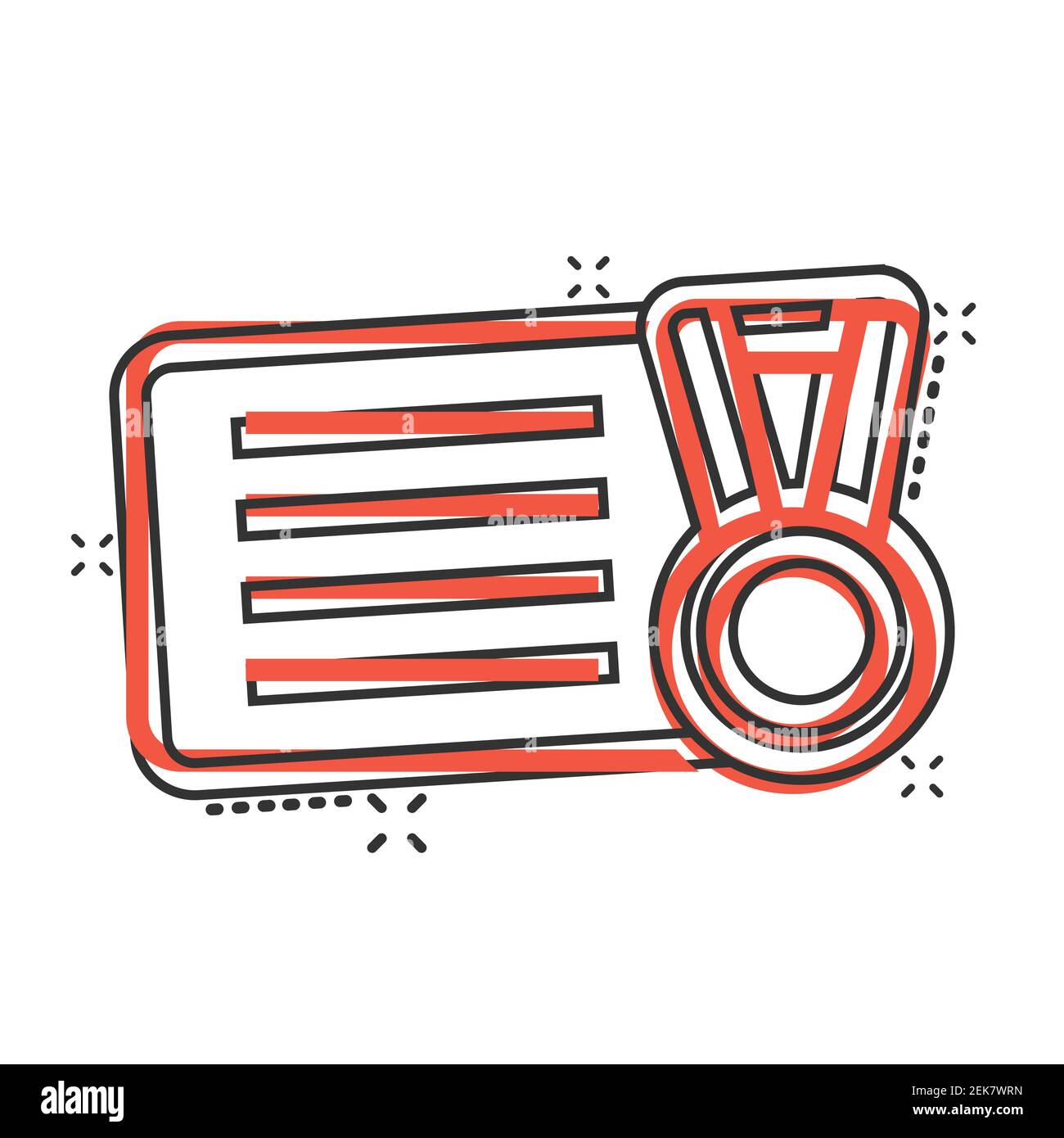 Vip card with medal icon in comic style. Document award trophy cartoon ...