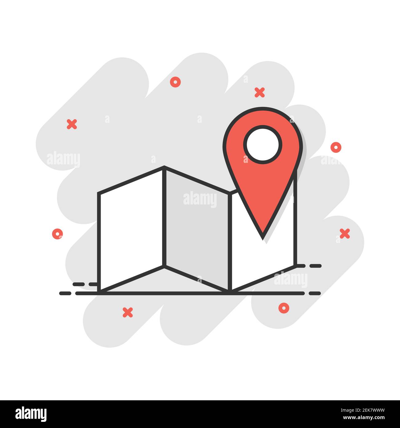 Cartoon map pin icon in comic style. Location gps illustration ...