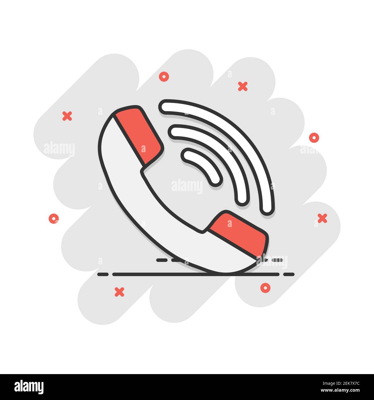 Cartoon phone icon in comic style. Call illustration pictogram. Contact ...