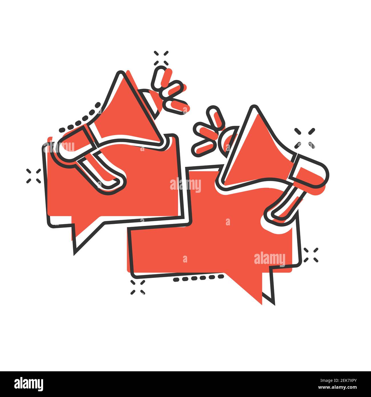 Speech bubble with megaphone icon in comic style. Dialogue box cartoon ...