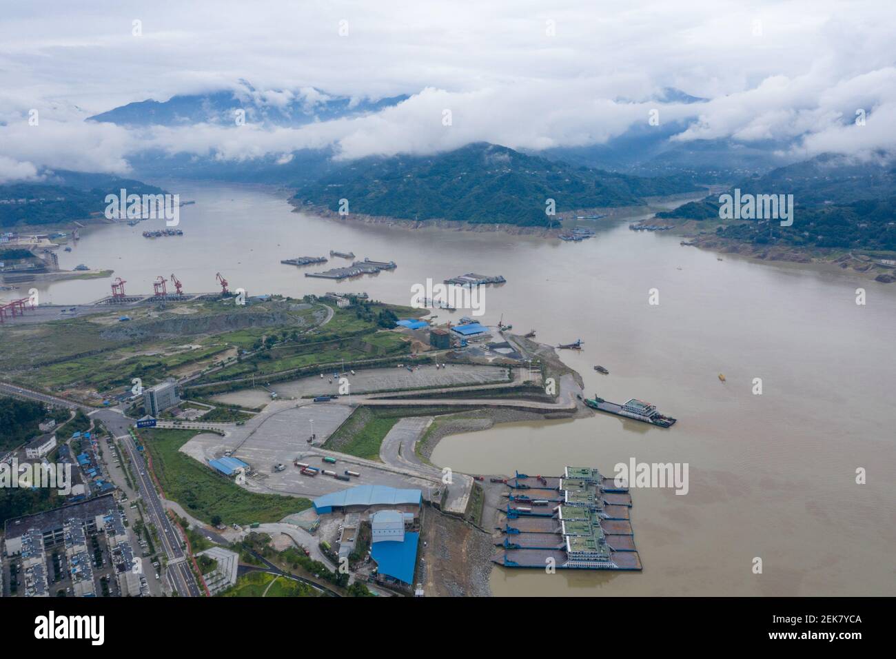 YICHANG, CHINA - JULY 2, 2020 - The upstream flow of the Three Gorges ...