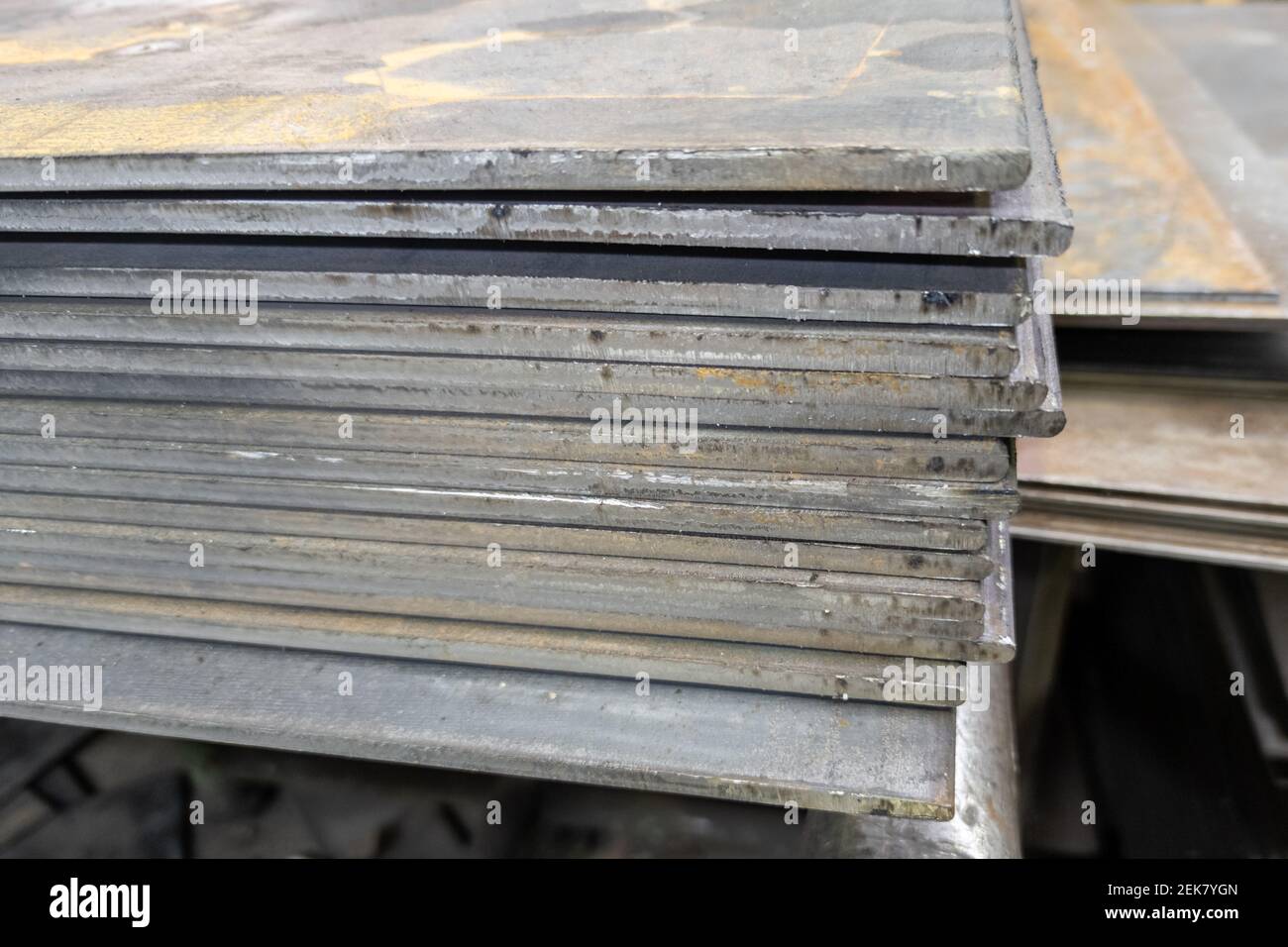 thick hot rolled steel sheets stack corner, close-up Stock Photo - Alamy