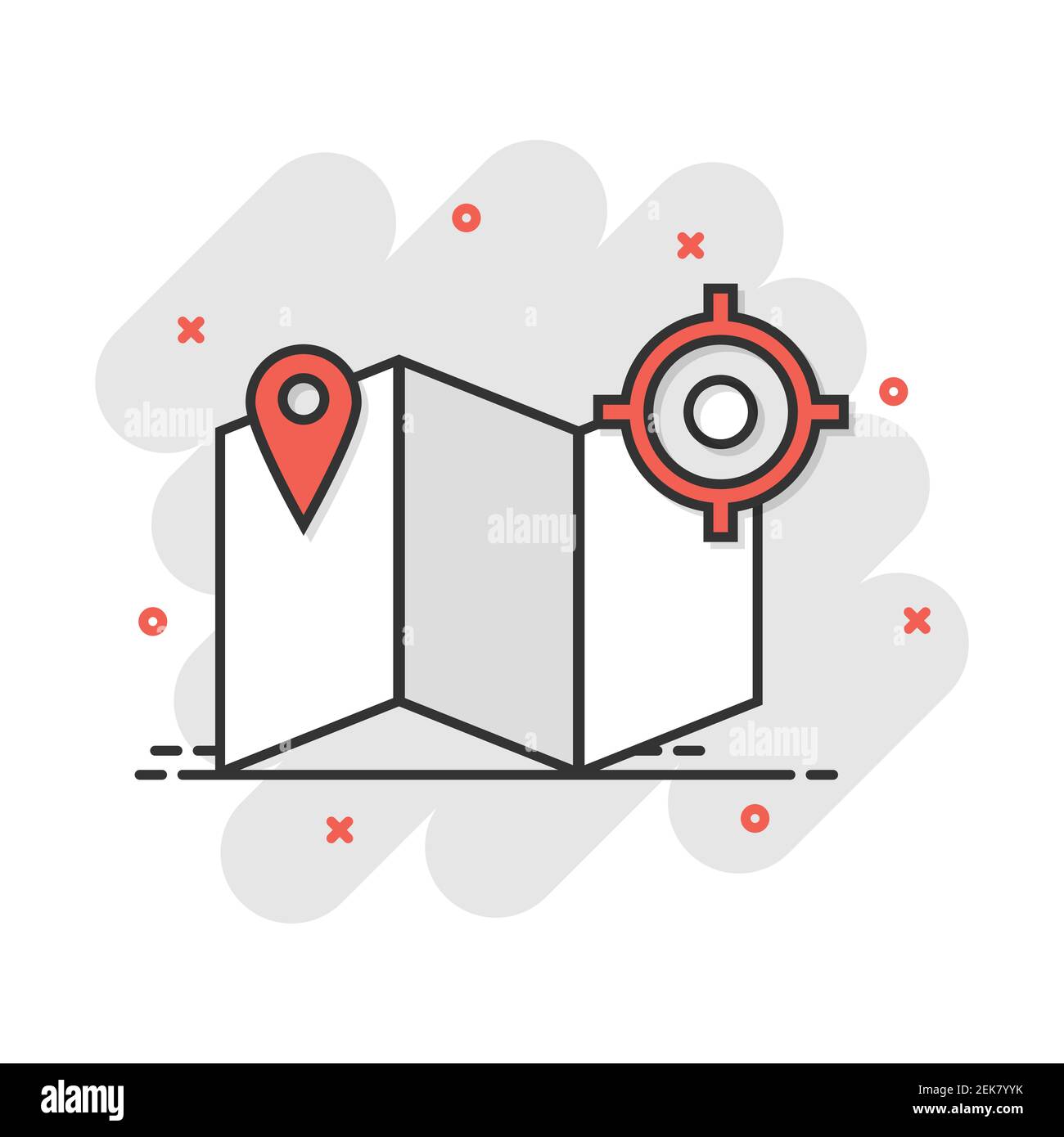 Cartoon map pin icon in comic style. Location gps illustration ...