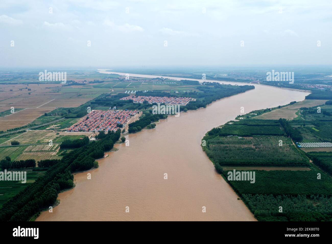 BINZHOU, CHINA - JULY 3, 2020 - The Yellow River floods. Binzhou City ...