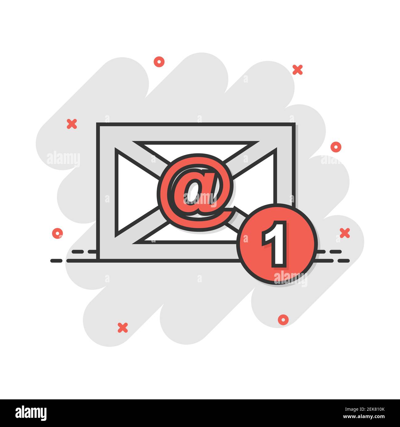 Vector cartoon email envelope message icon in comic style. Mail sign ...