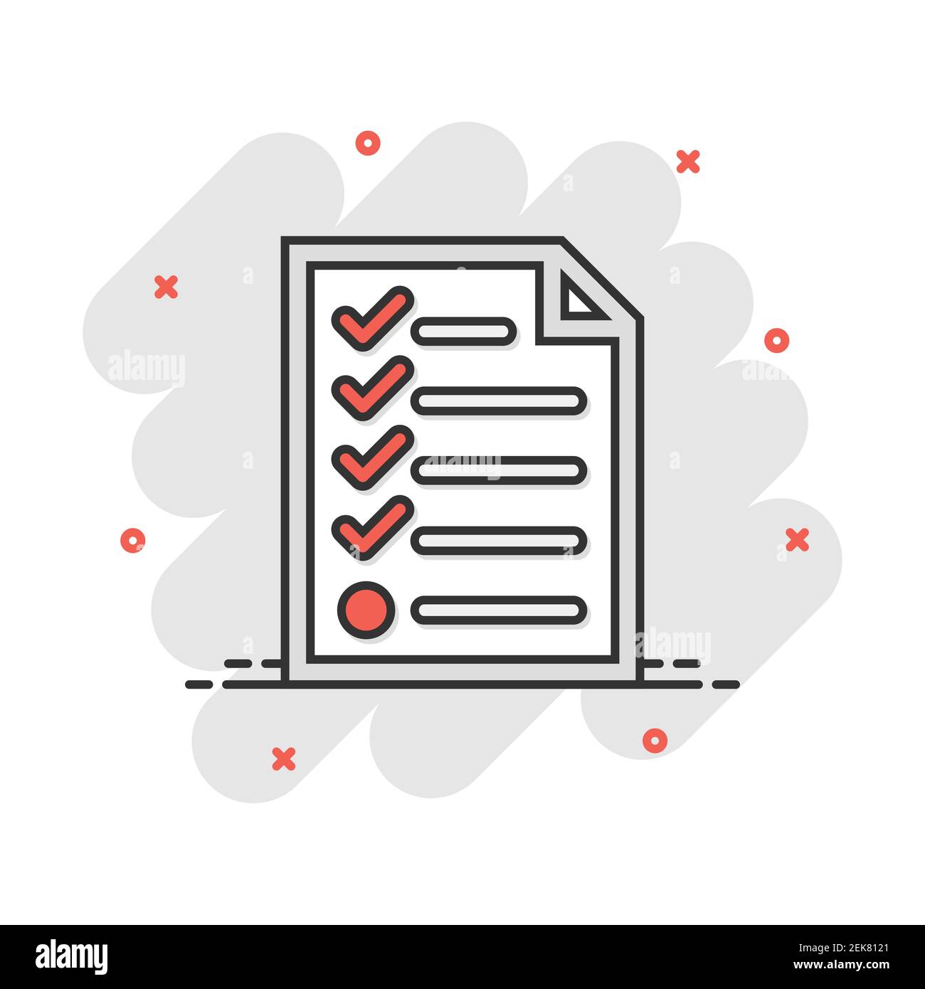 Cartoon checklist icon in comic style. Document check illustration ...