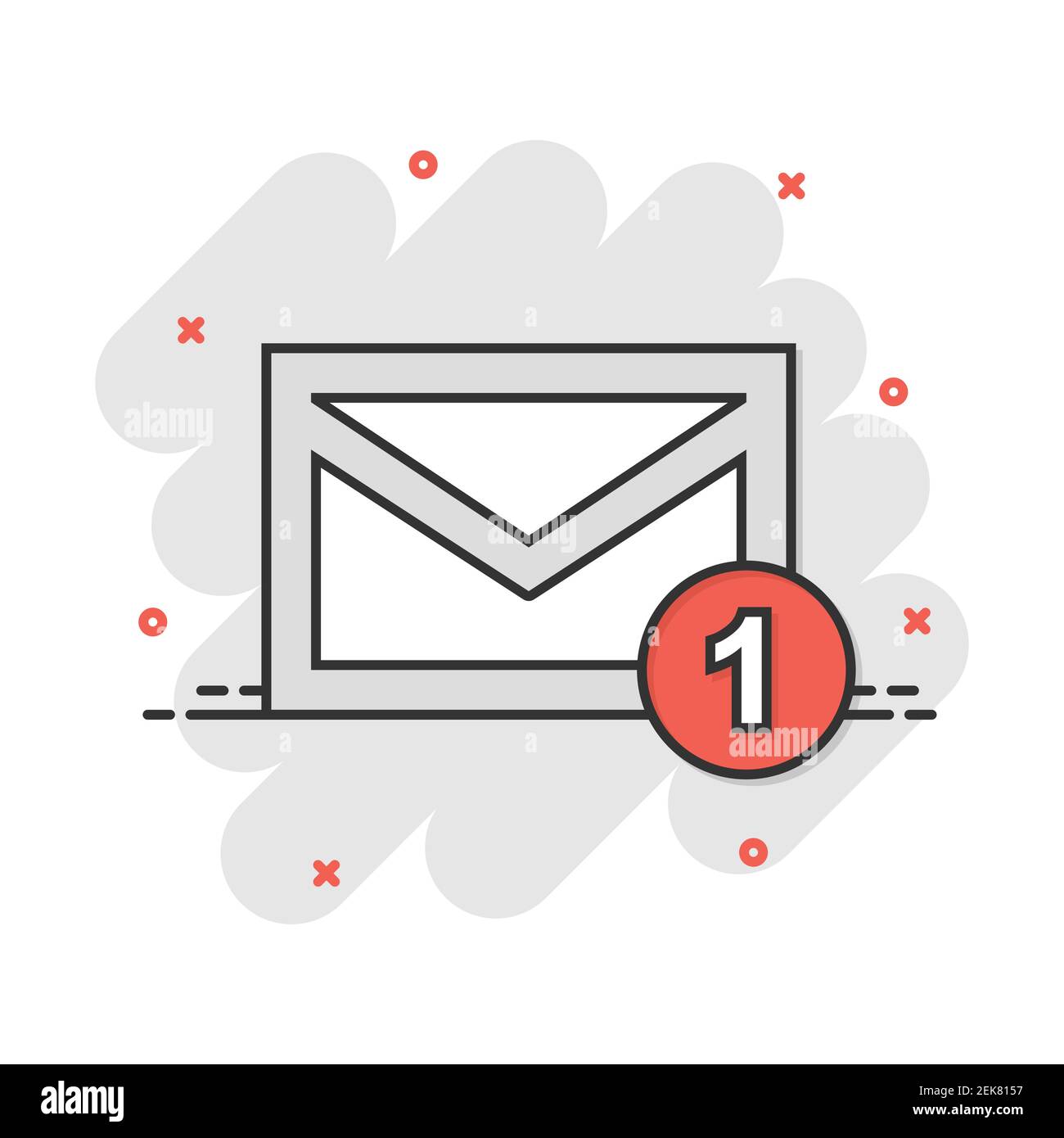 Vector cartoon email envelope message icon in comic style. Mail sign ...