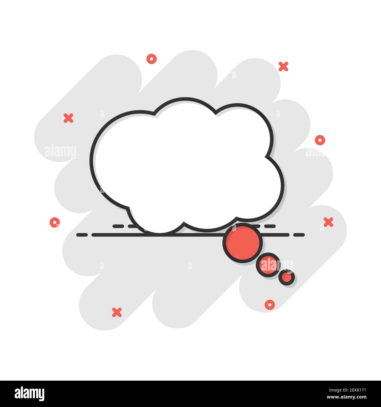 Cartoon thought bubble icon in comic style. Think sign illustration ...