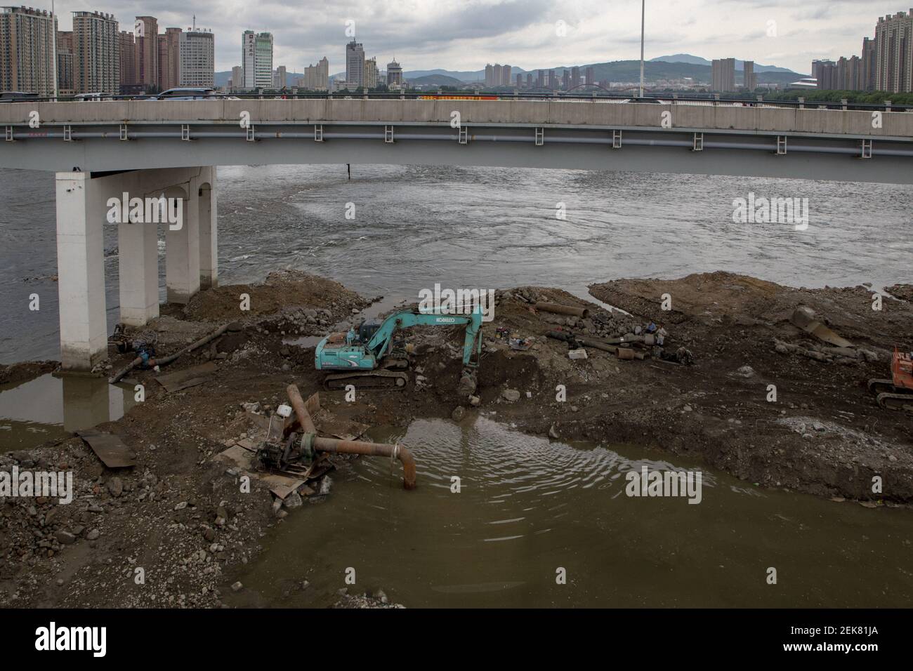 Jilinï¼ŒCHINA-On June 30, 2020, the old Jilin Bridge which was built in ...