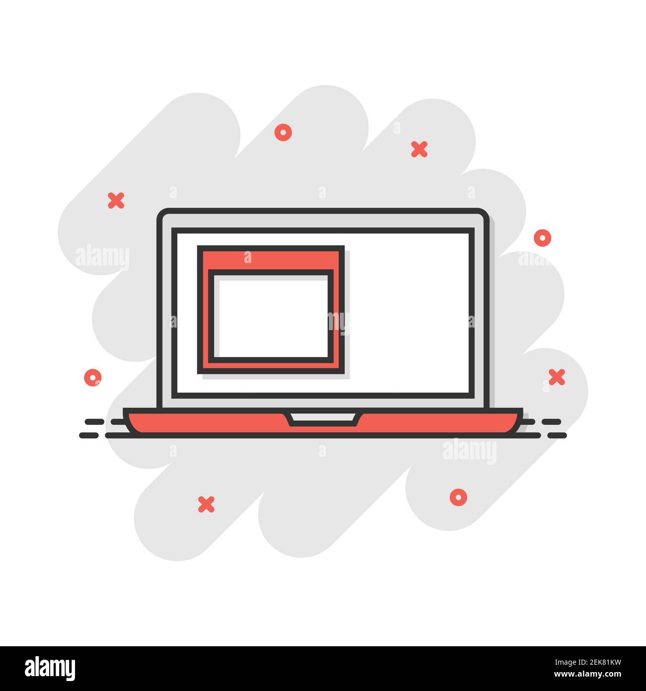 Cartoon laptop icon in comic style. Computer notebook illustration ...