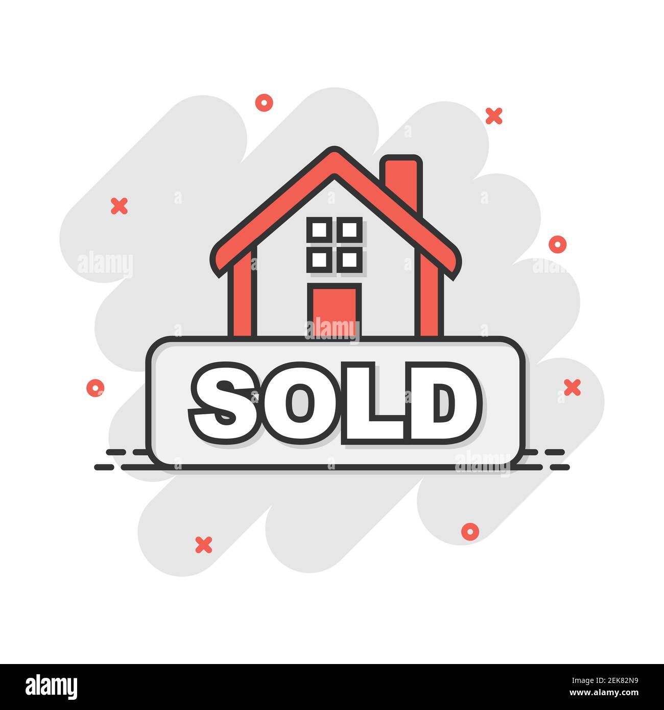 Cartoon sold house icon in comic style. Home illustration pictogram ...