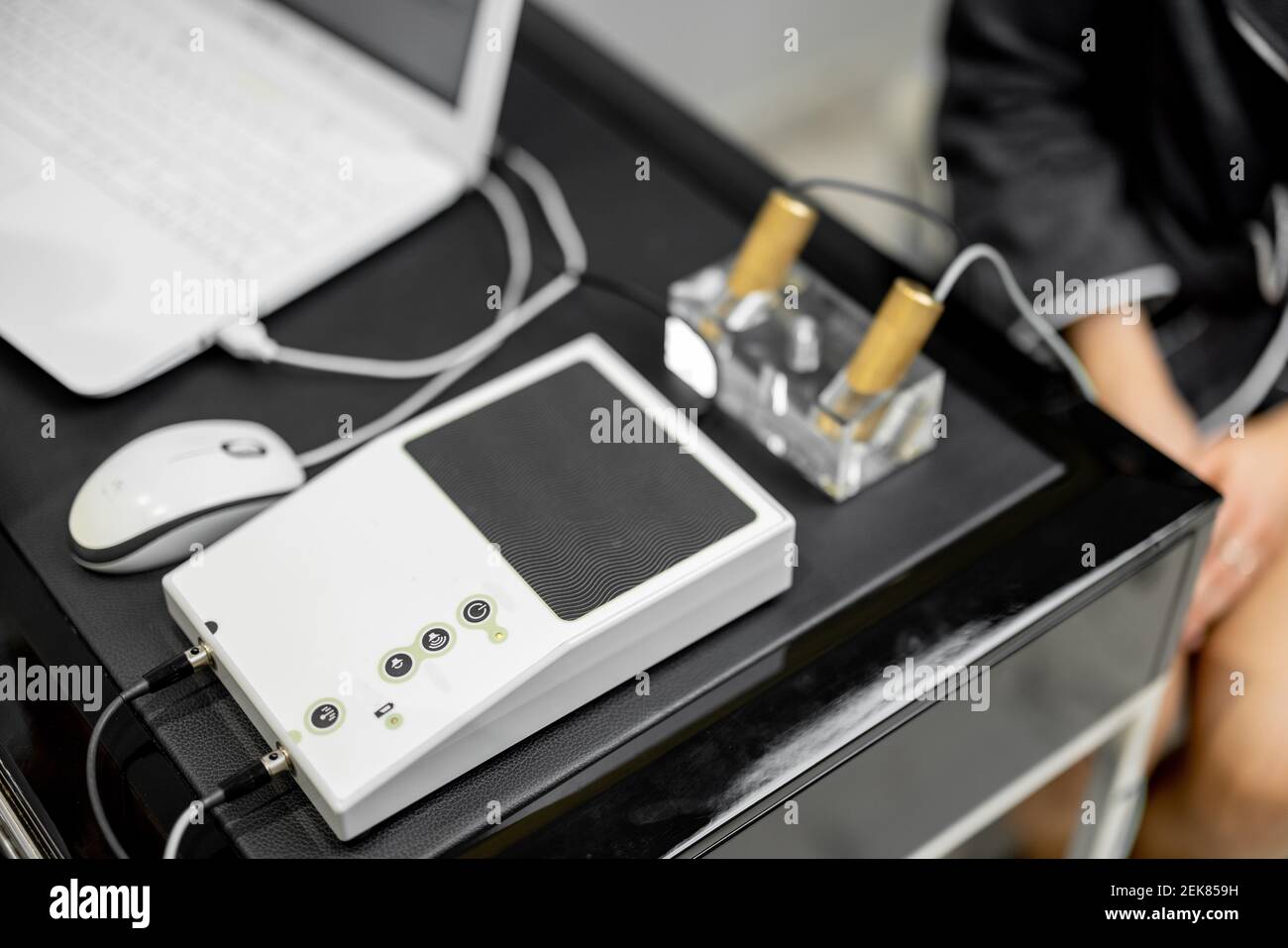 Bioenergetic testing device with brass handpieces in medical clinic ...