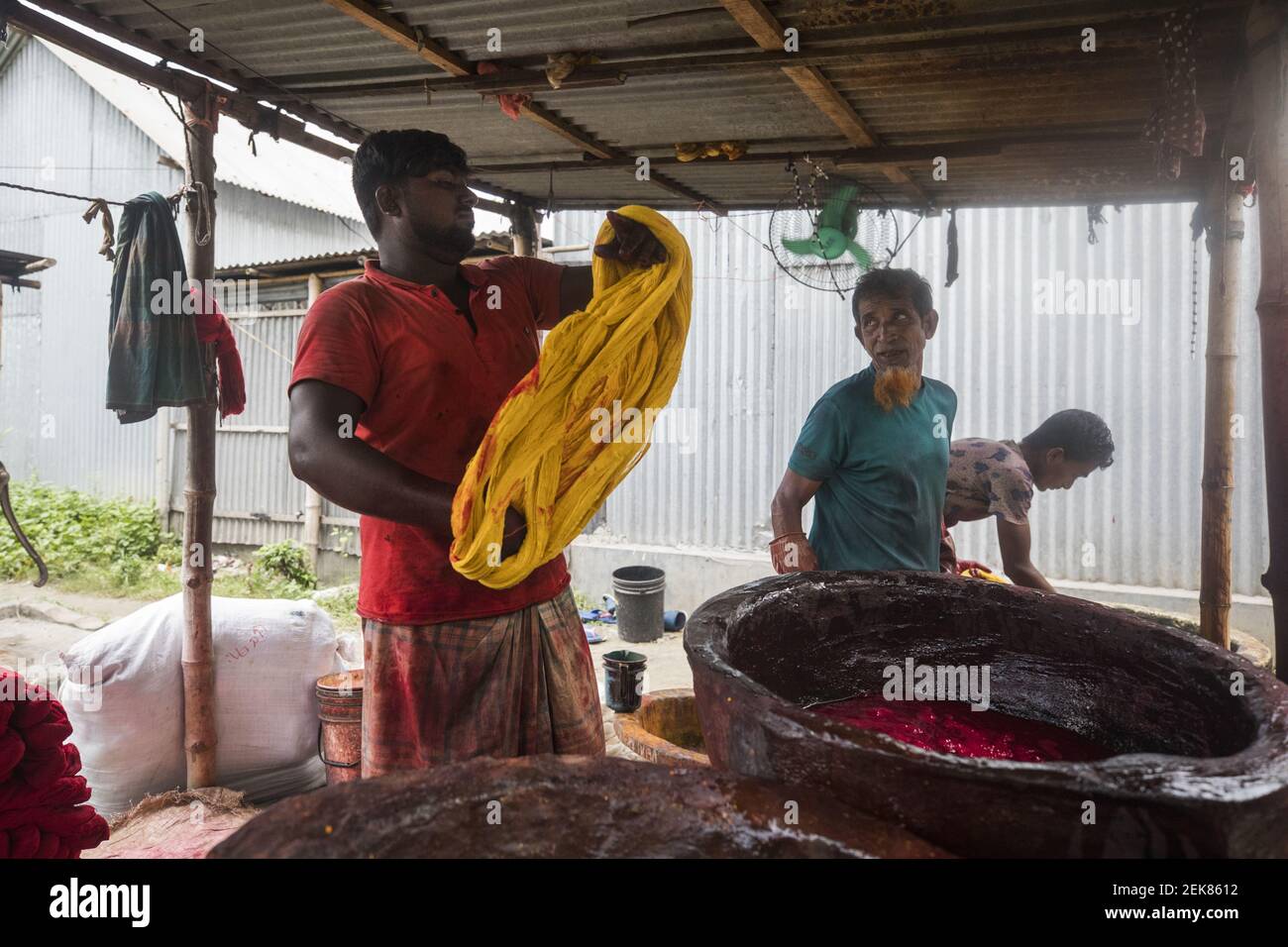 Fabric dyeing factory in Bangladesh. (Photo by Salahuddin Ahmed/Sipa ...