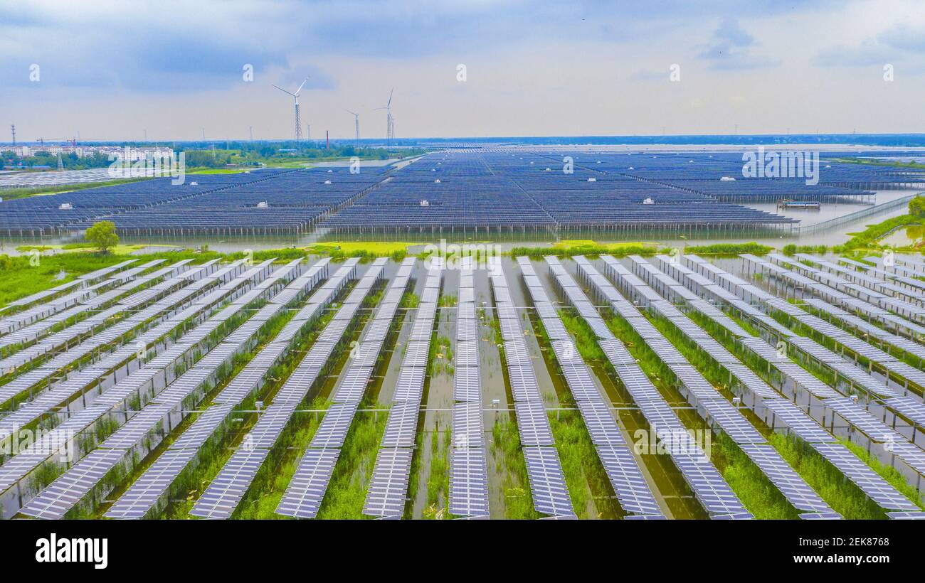 SIHONG, CHINA - JULY 4, 2020 - Aerial photo photovoltaic power ...