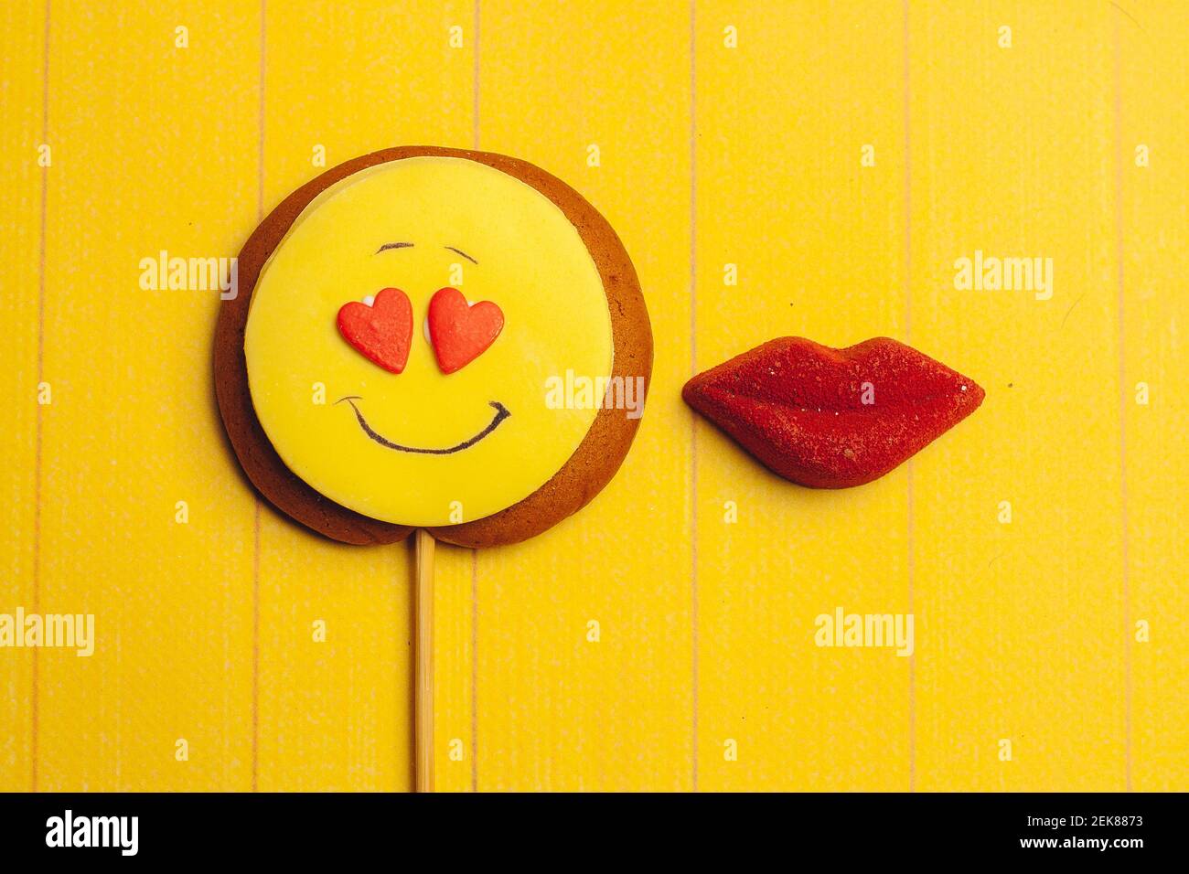 gingerbread in the form of a smiley red lips marmalade dessert sweets ...