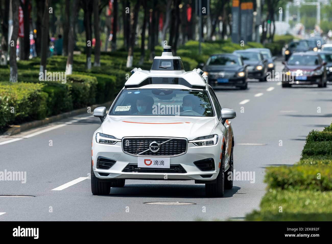 Self-driving cars developed by Didi, a Chinese company providing app ...