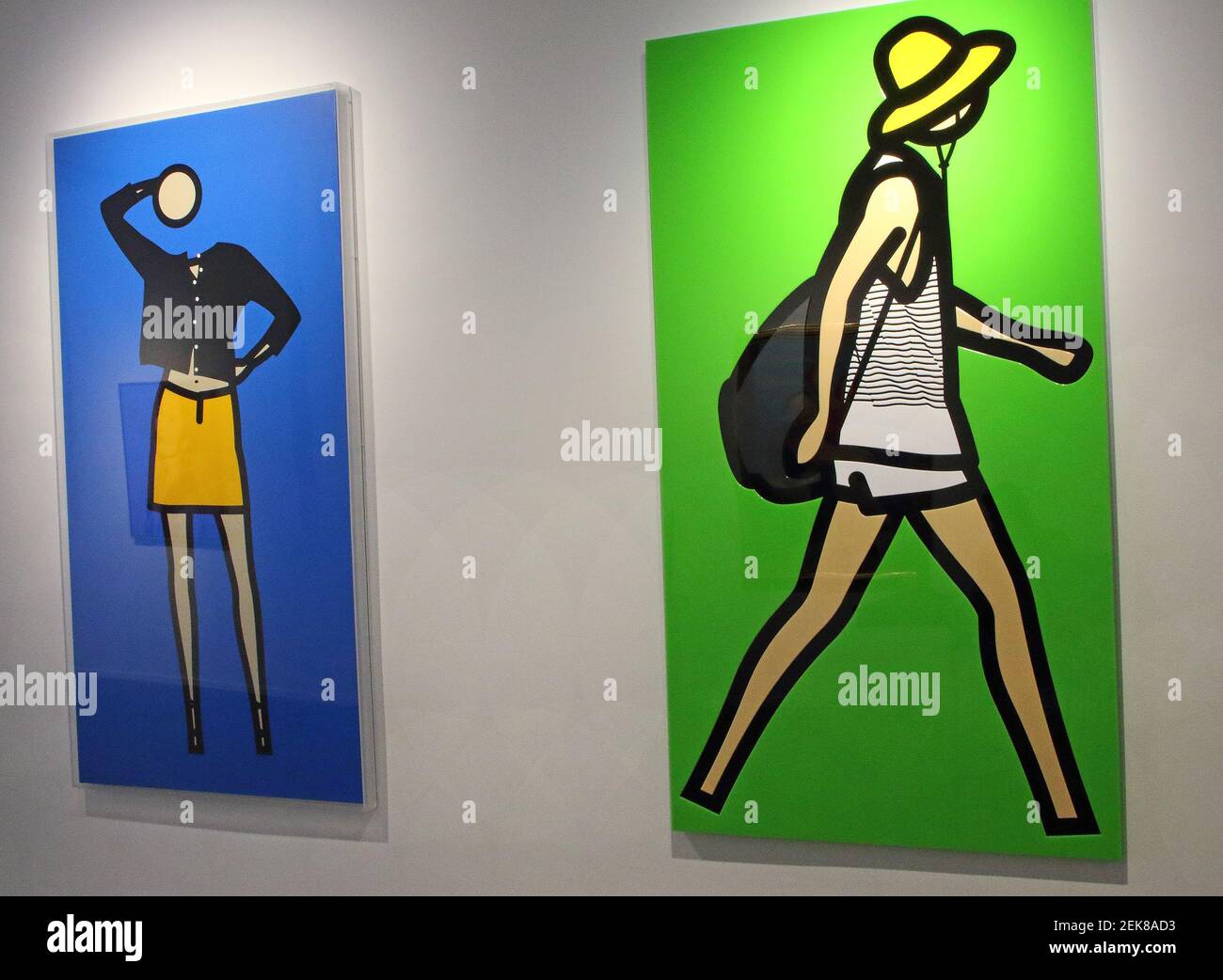 Paintings by artist Julian Opie seen during the event. New Bond Street ...