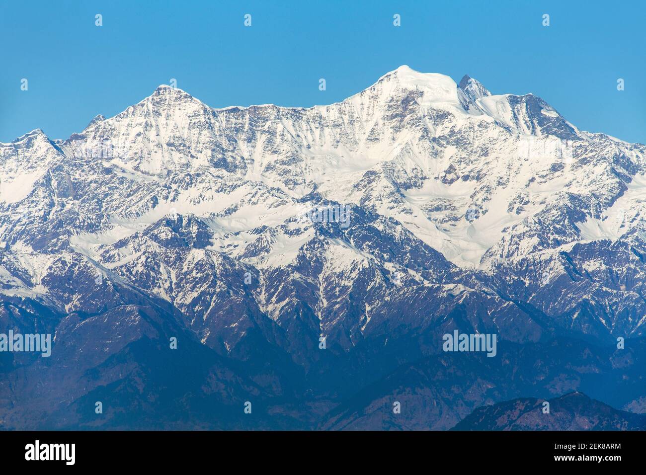 Mount Bandarpunch, Himalaya, panoramic view of Indian Himalayas, great Himalayan range ...