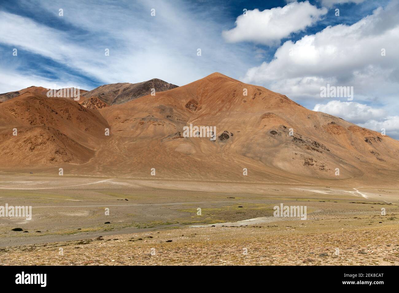 Beautiful red mount, typical landscape in Rupshu Valley, Himalayas area ...