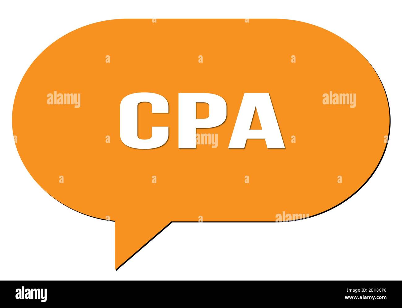 CPA text written in an orange speech bubble stamp Stock Photo - Alamy