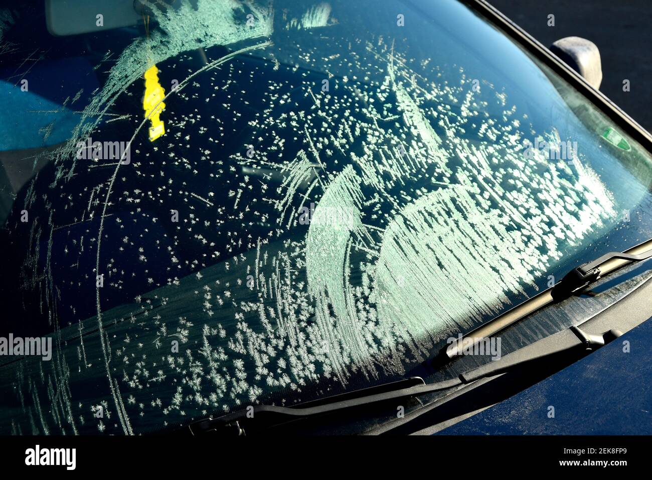 ice crystals on a car front window Stock Photo - Alamy