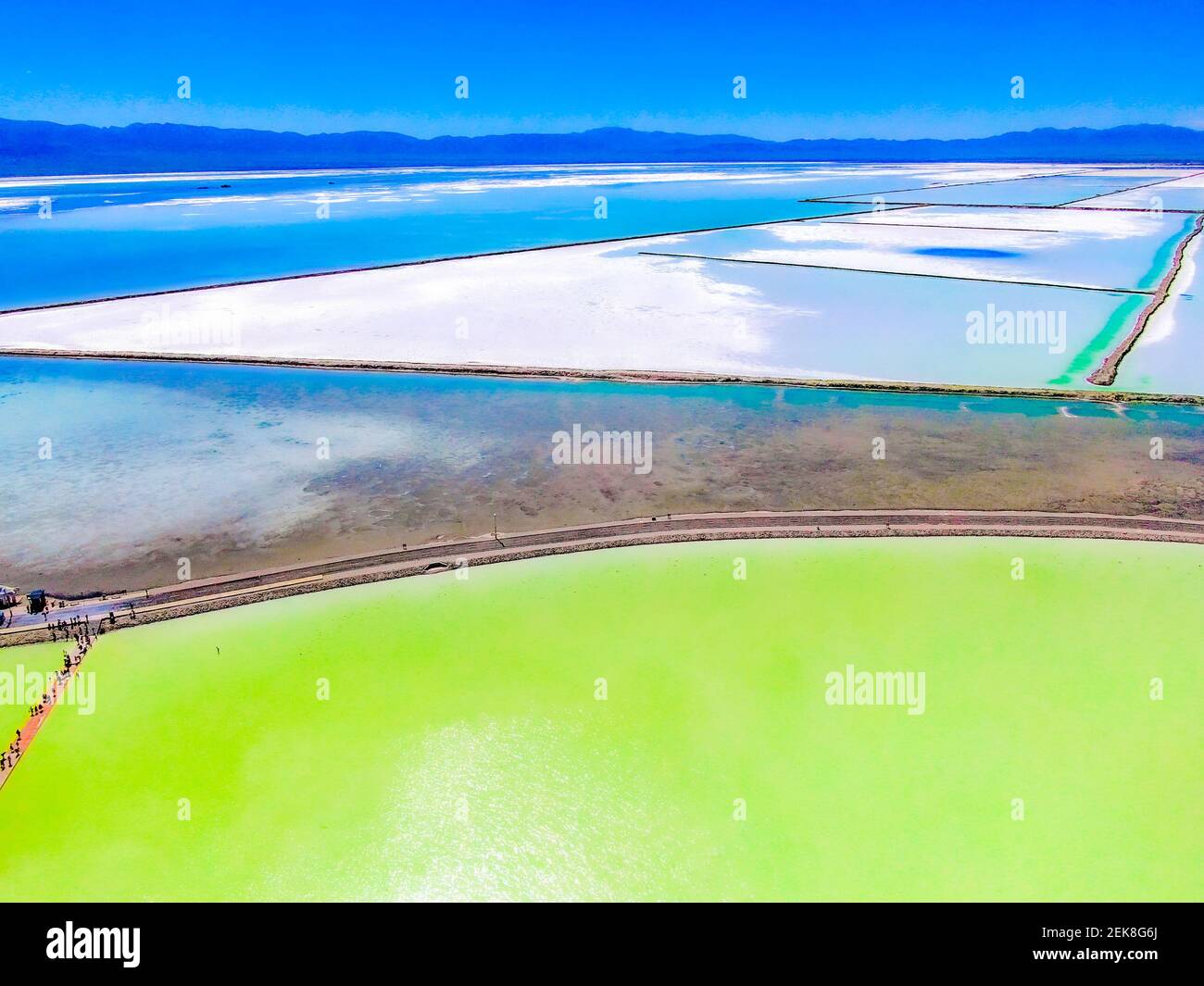 Aerial view of Chaka Salt Lake in in Ulan County, Haixi Prefecture ...