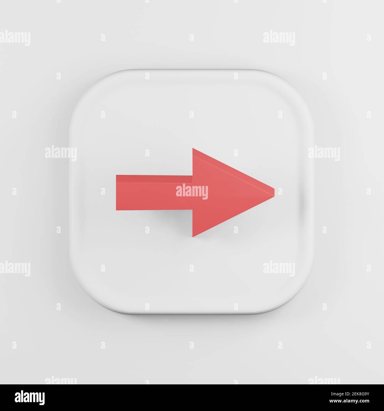 Right arrow icon cartoon style. 3d rendering white square key button, interface ui ux element ...