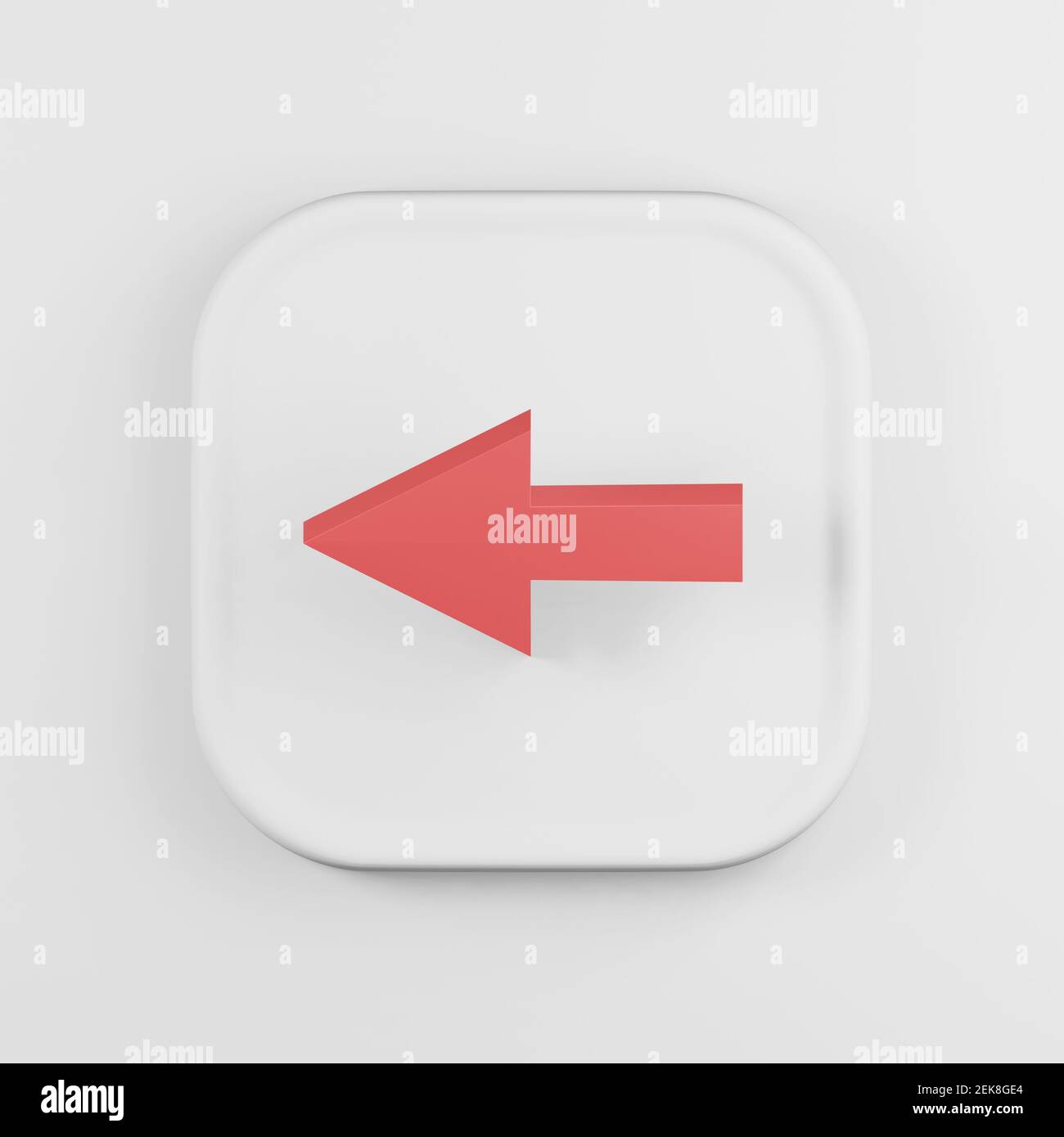 Left arrow icon cartoon style. 3d rendering white square key button, interface ui ux element ...