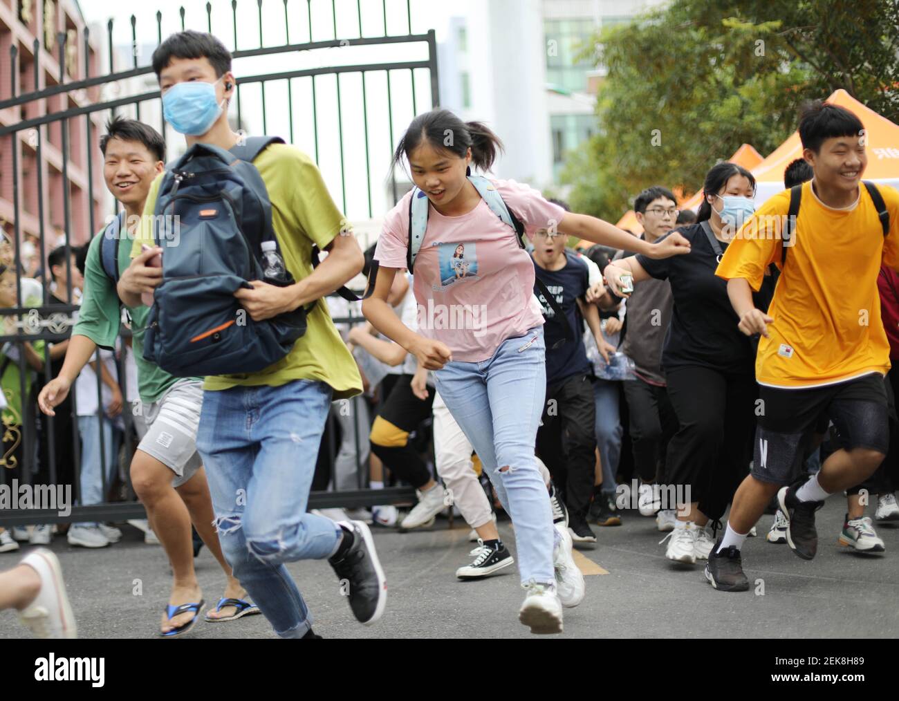 YONGZHOU, CHINA - JULY 8, 2020 - Candidates ran out of the examination ...