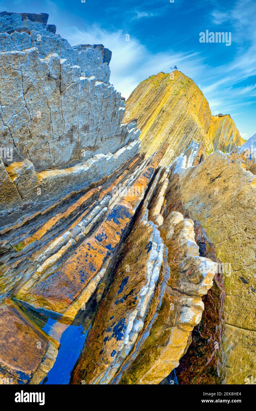 Steeply-tilted Layers of Flysch, Flysch Cliffs, Basque Coast UNESCO ...