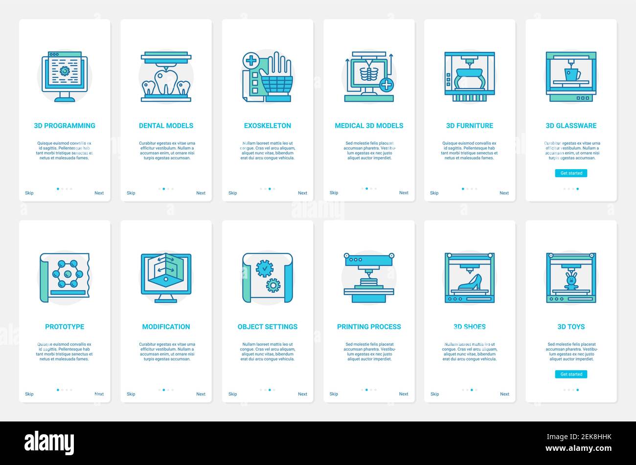 3d Printing Process And Programming Technology Vector Illustration Ux Ui Onboarding Mobile App