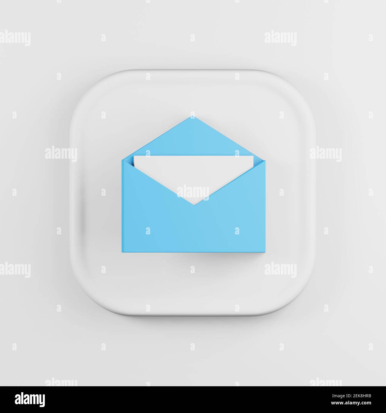 Blue envelope icon with letter cartoon style. 3d rendering white square ...