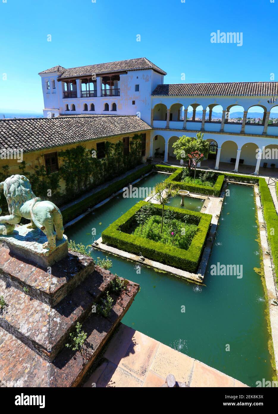 Idyllic gardens in Alhambra - museum in Granada, Spain. Awe springtime ...