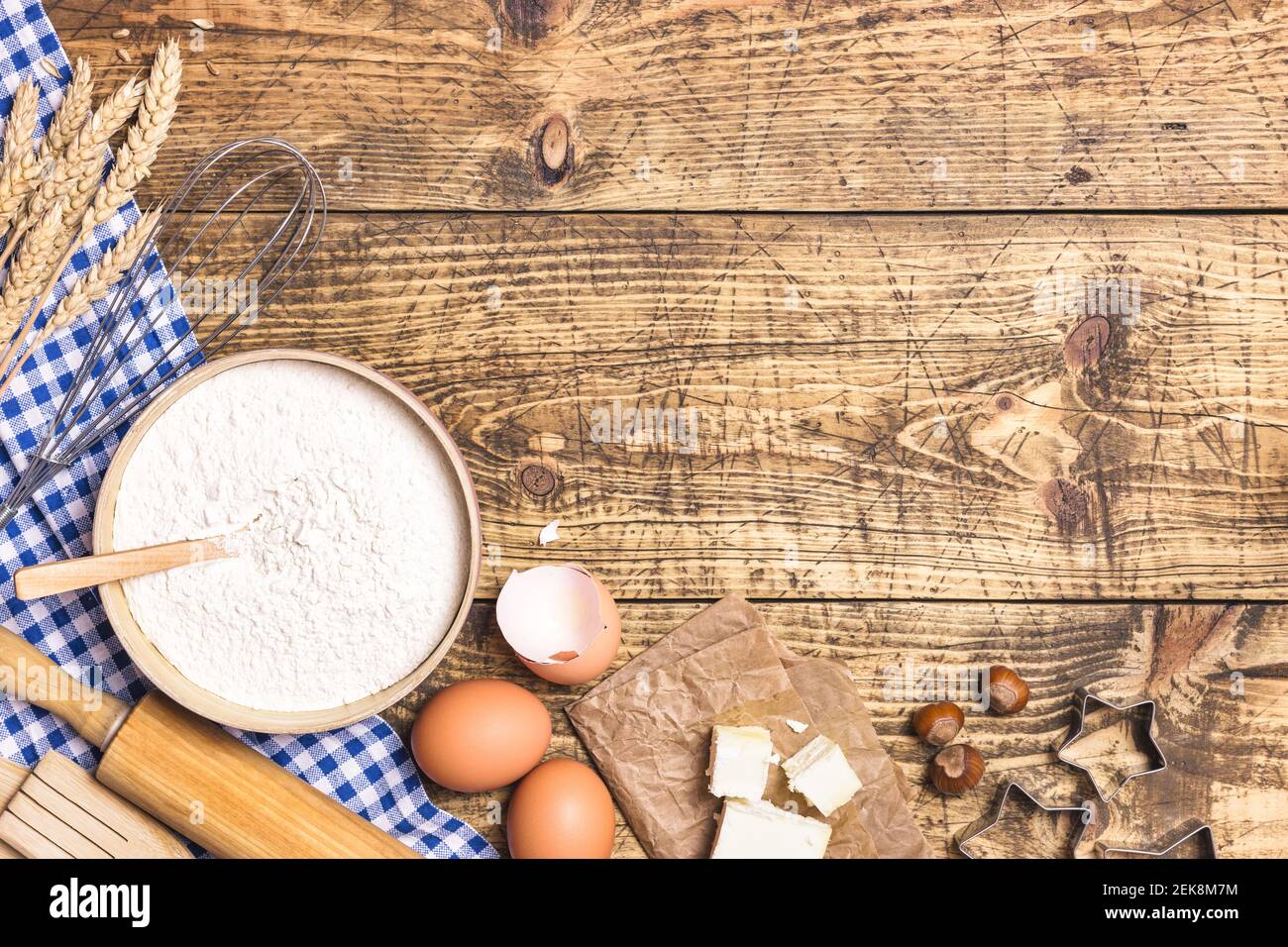 Frame of baking and cooking pastry or cake with ingredients and ...