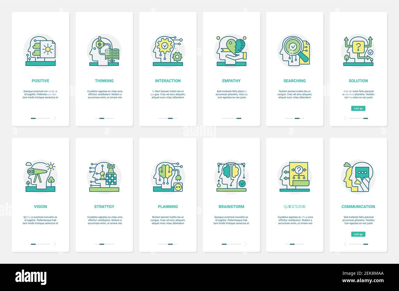 Brain in communication, brainstorm and planning vector illustration. UX ...