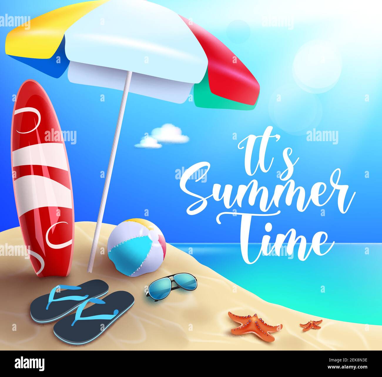 Summer time vector banner design. It's summer time text in beach ...