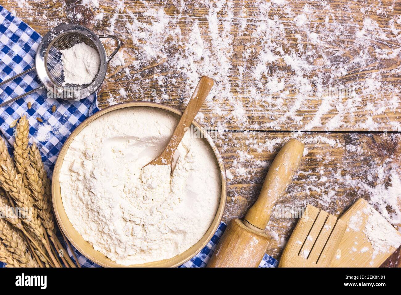 Frame of baking and cooking pastry or cake with ingredients and ...