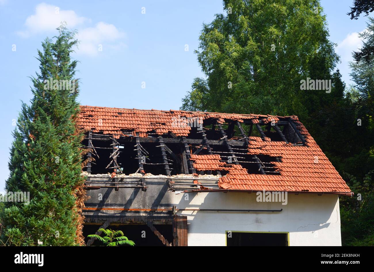 Small barn destroyed by a fire Stock Photo - Alamy