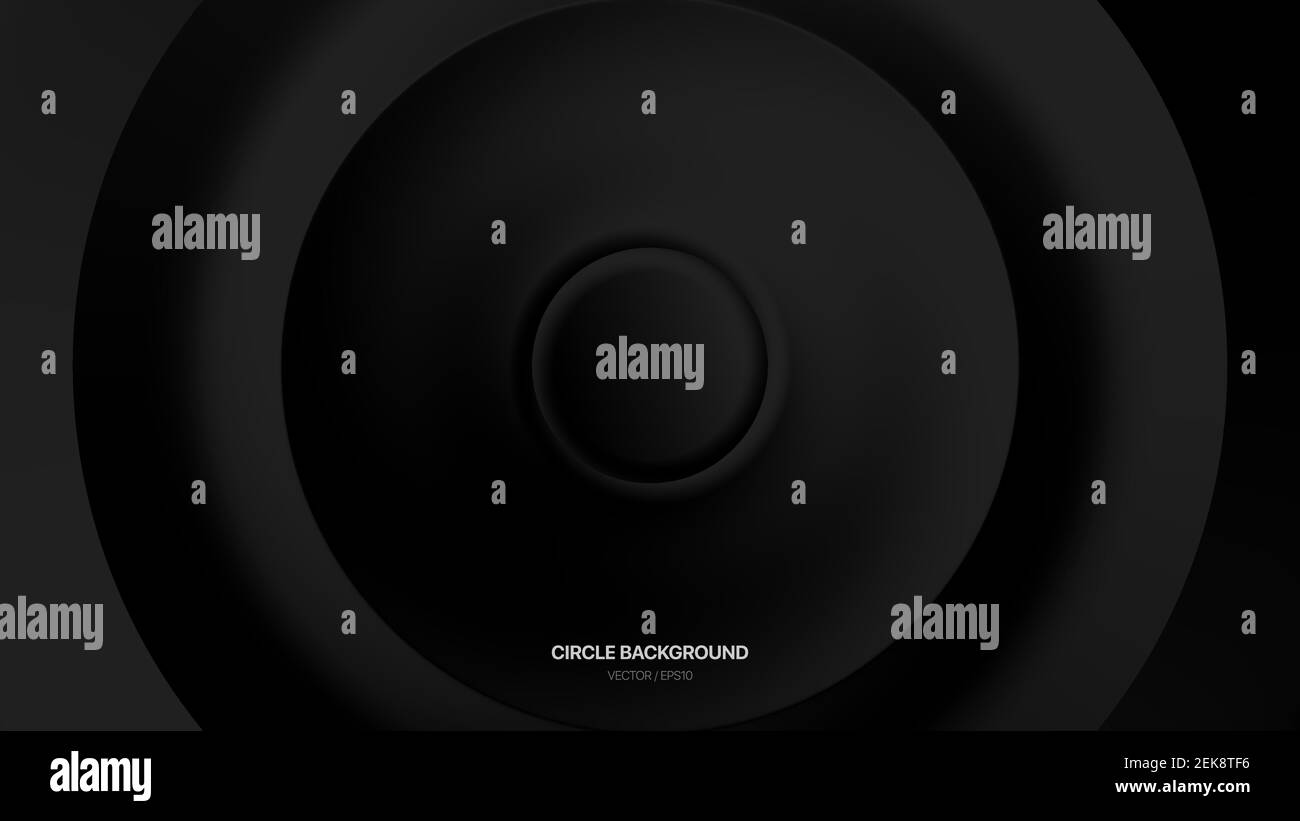 Circle geometric abstract background. Dark Black concept. Vector ...