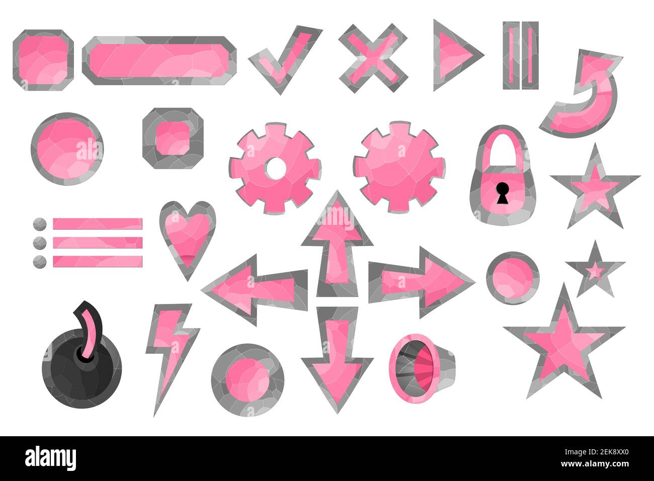 Big set of gaming elements isolated on white background. 2D design for ...