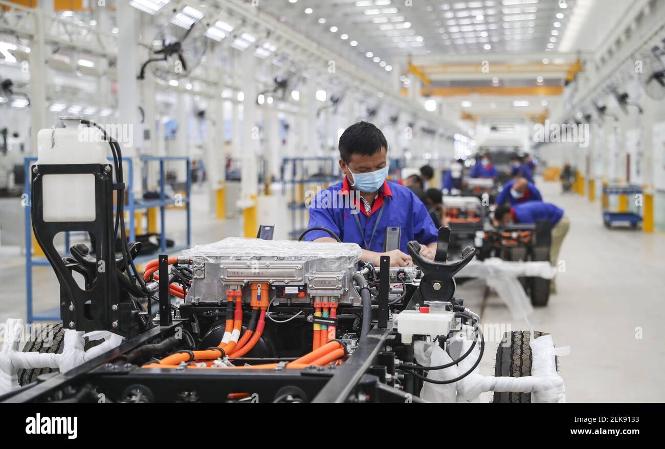 Jiangsuï¼ŒCHINA-On July 6, 2020, the new energy special vehicle rolled ...