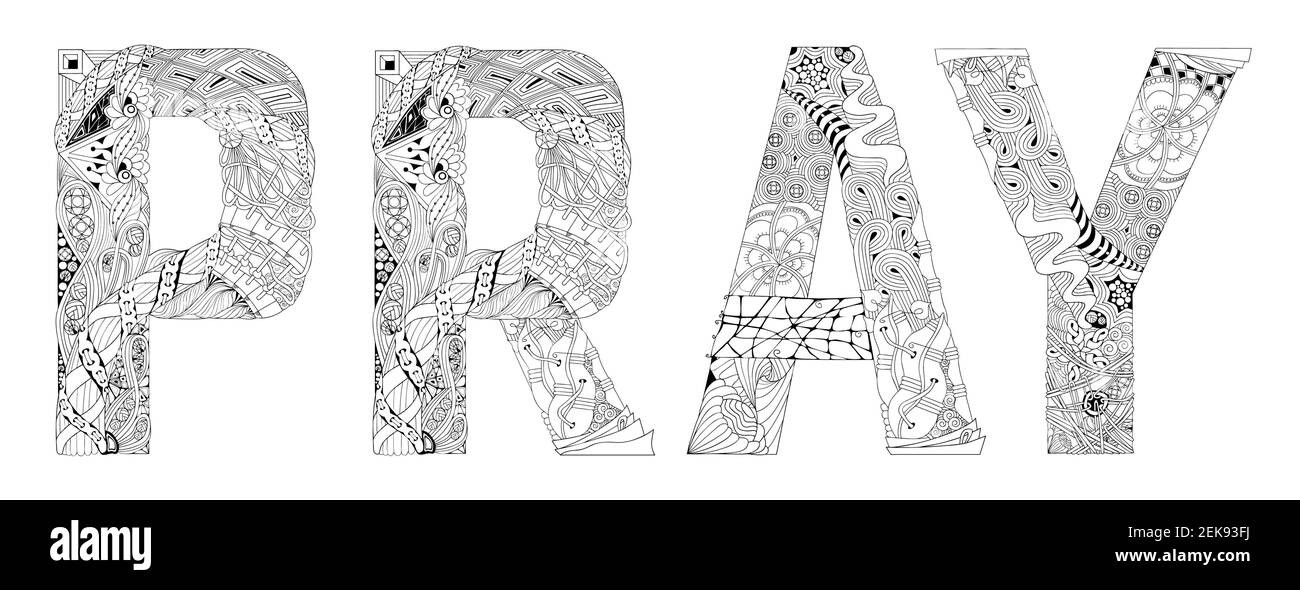 Word pray. Vector decorative zentangle object for coloring Stock Vector ...