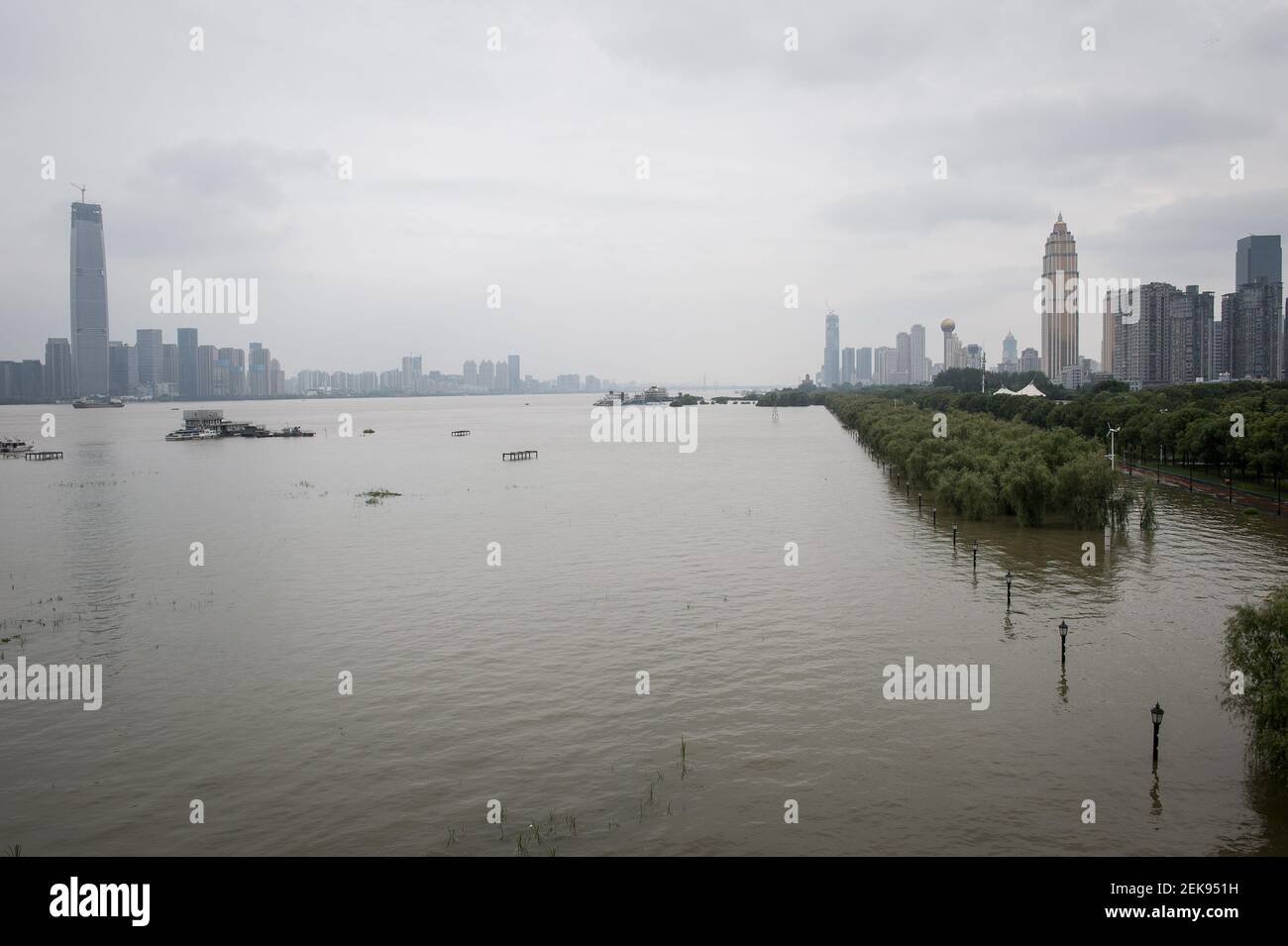 An aerial view of the Yangtze River after the flood peak goes through ...