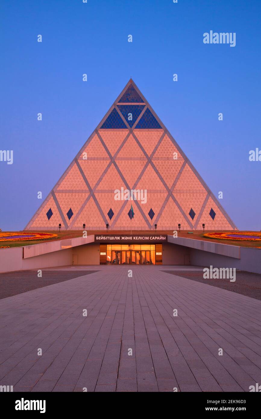 Kazakhstan, Astana, Palace of Peace and Reconciliation pyramid designed ...