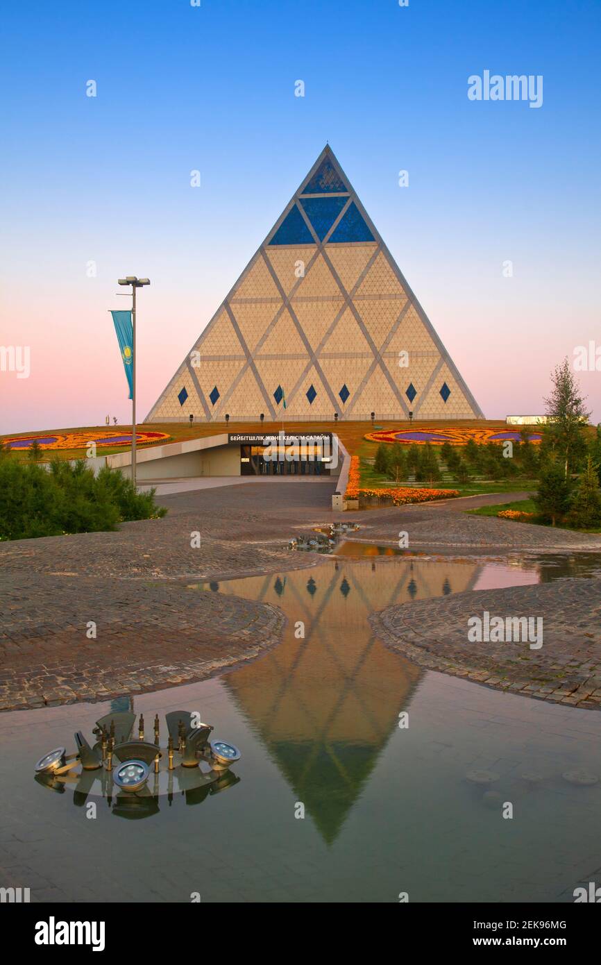 Kazakhstan, Astana, Palace of Peace and Reconciliation pyramid designed ...