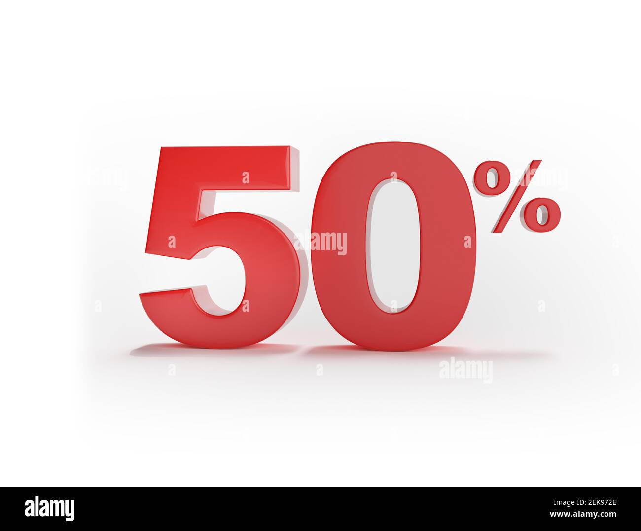 50% discount on sale. One hundred and five percent red isolated on ...