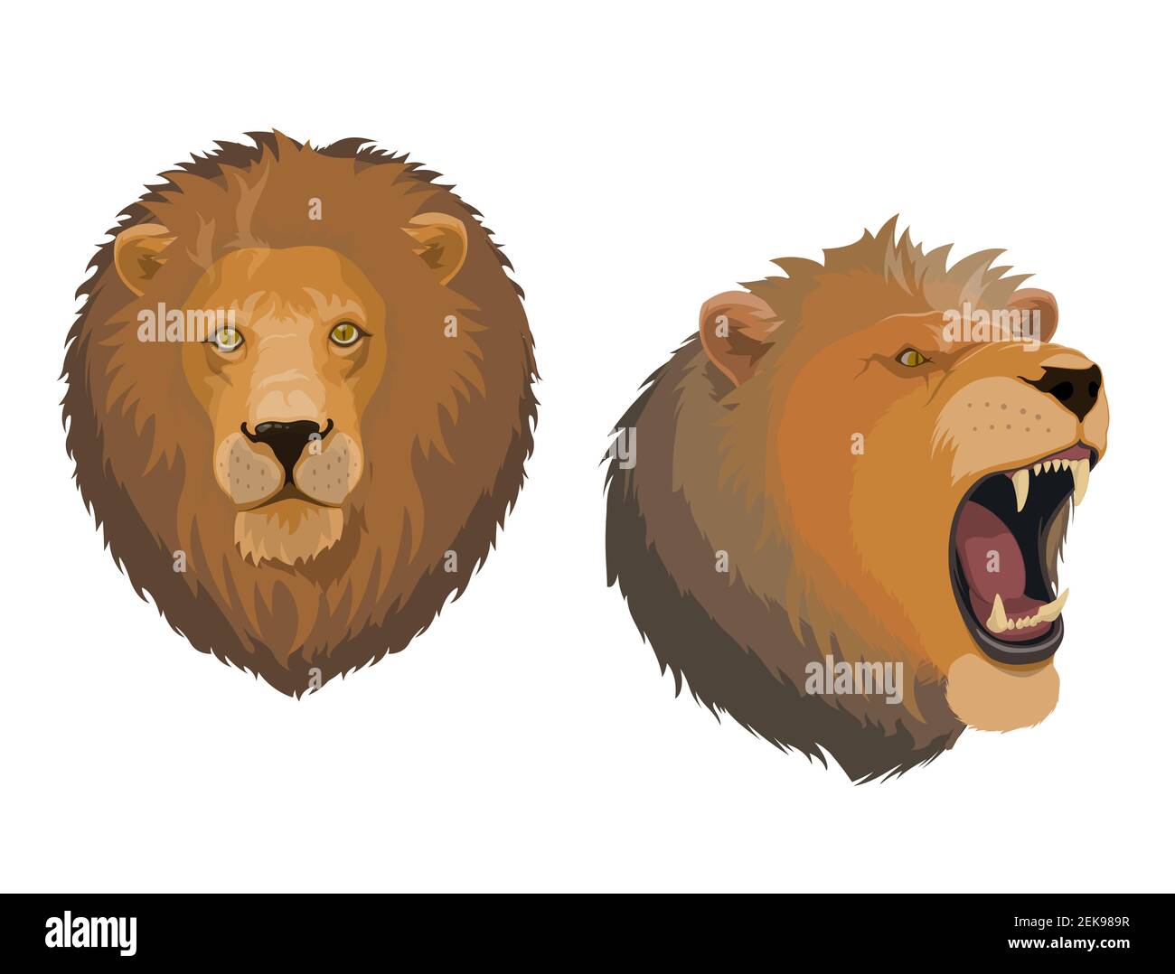 Lion, king of animal vector icon with head of roaring leo. Cartoon wild ...
