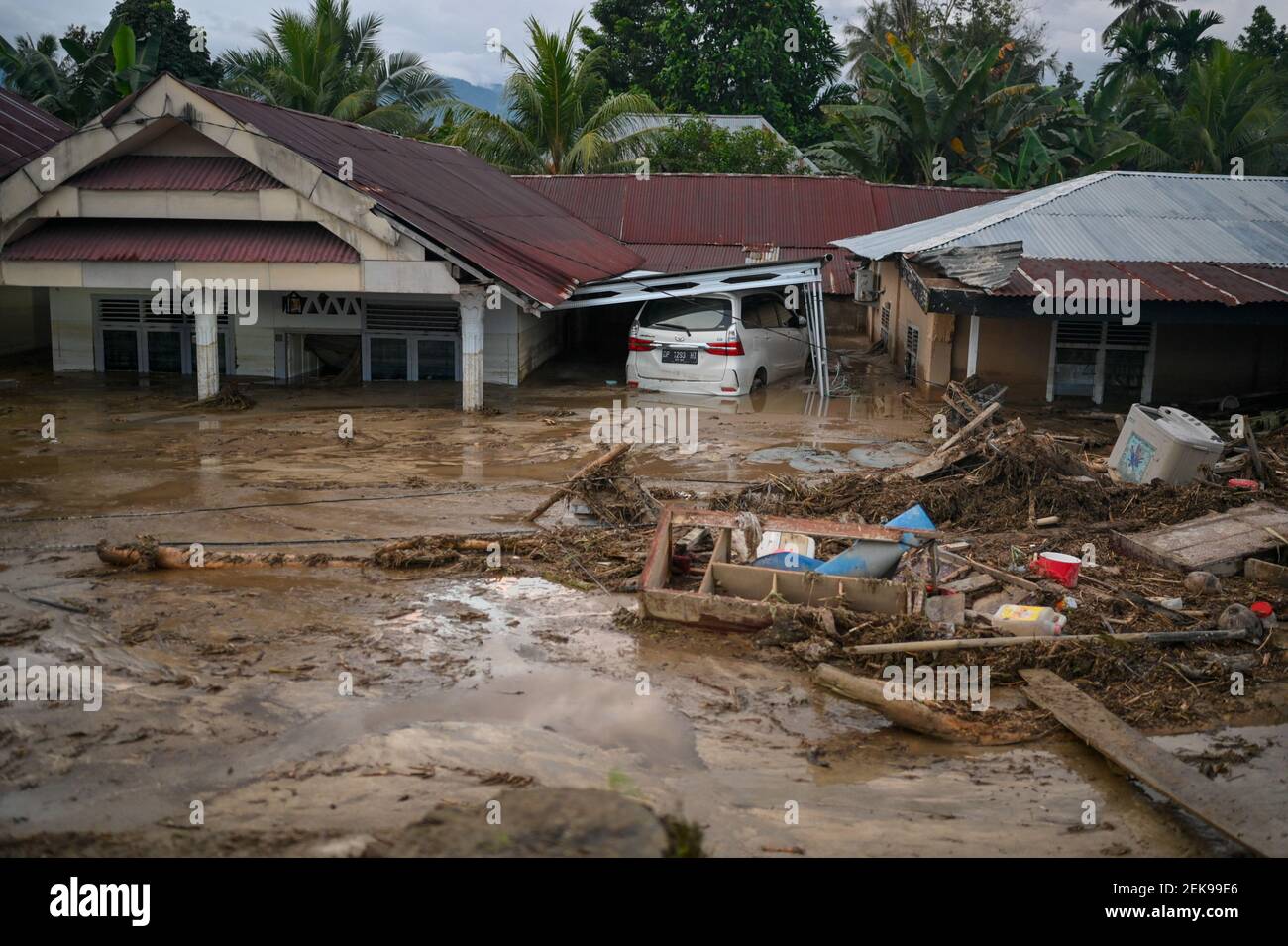 A house in Radda village seen flooded in water after the flash flood ...