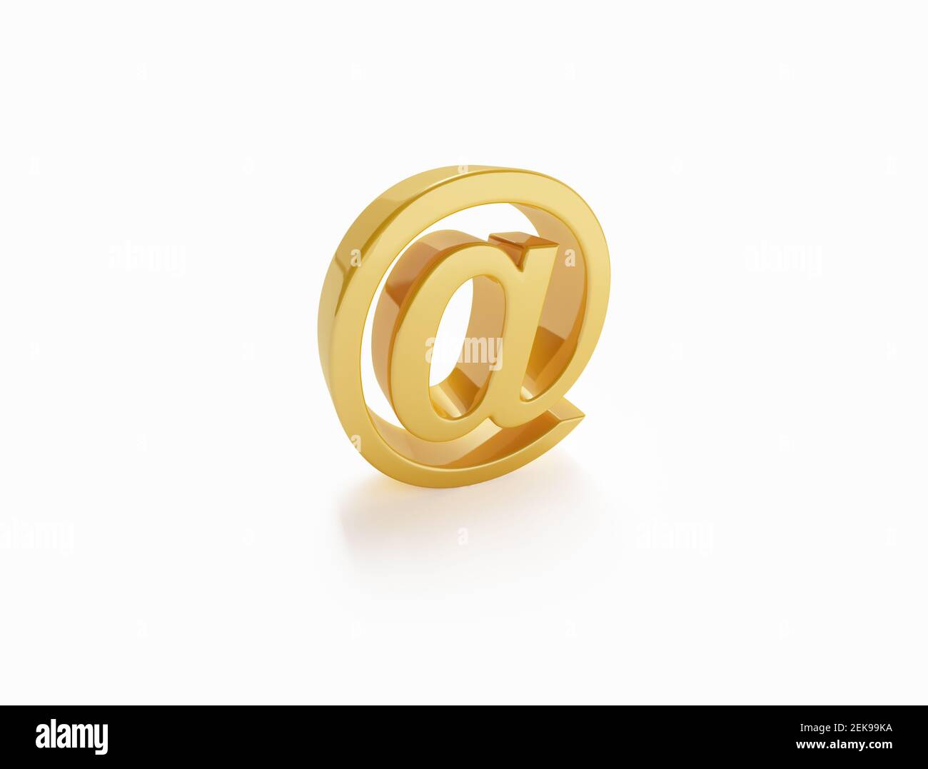3d illustration of "at" simbol gold on white background Stock Photo - Alamy